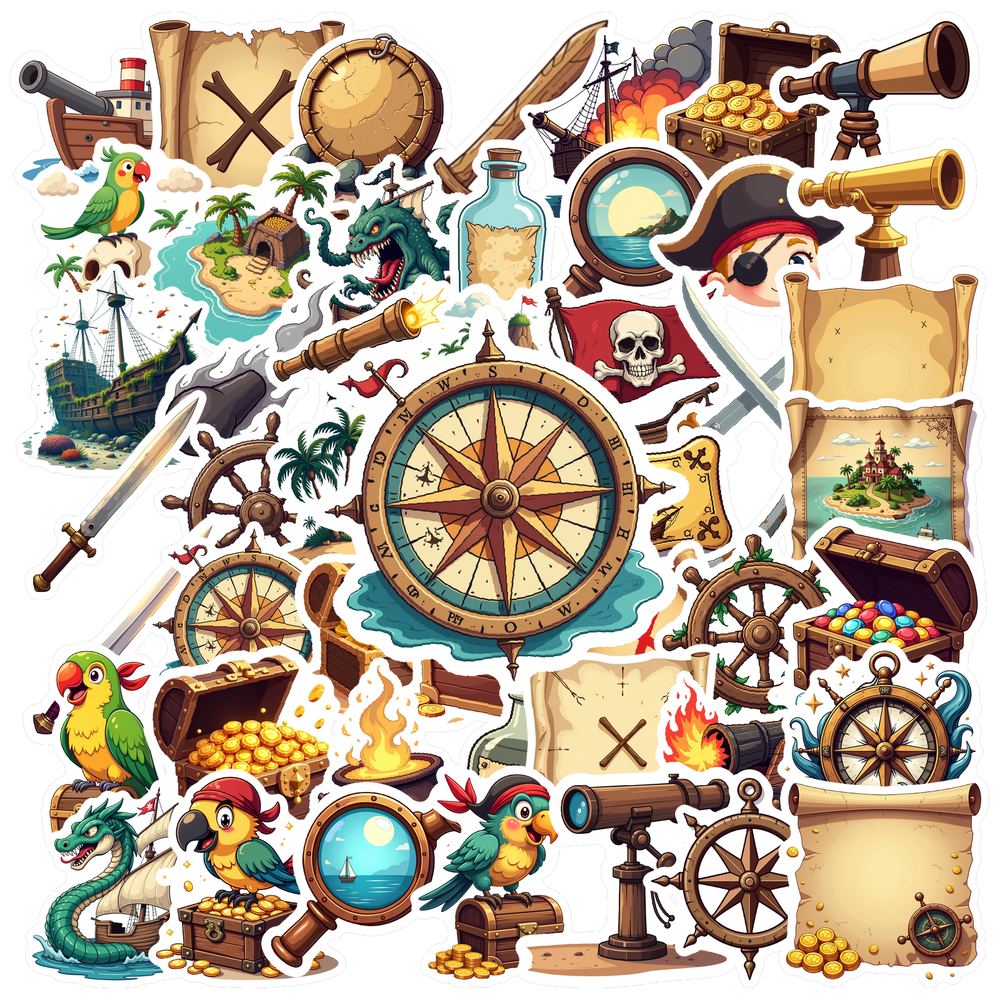 cartoon Pirate Theme Stickers, Waterproof Pirate Theme Sticker for ...