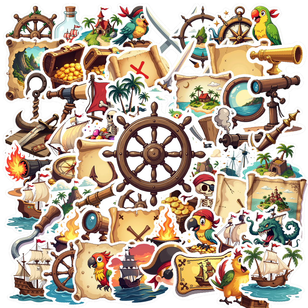 cartoon Pirate Theme Stickers, Waterproof Pirate Theme Sticker for ...