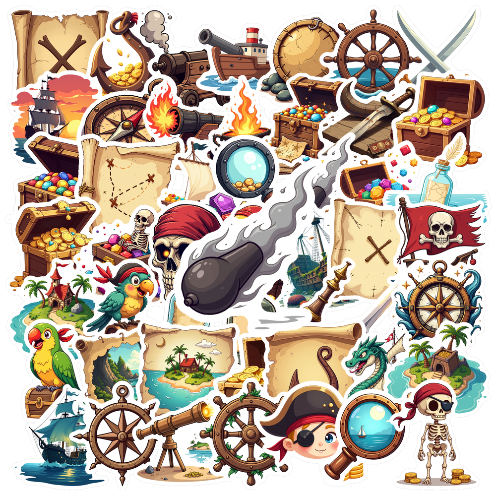 cartoon Pirate Theme Stickers, Waterproof Pirate Theme Sticker for ...