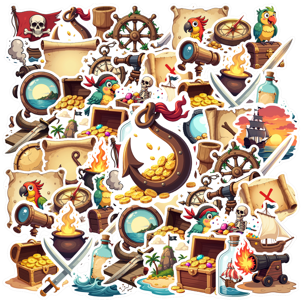 cartoon Pirate Theme Stickers, Waterproof Pirate Theme Sticker for ...