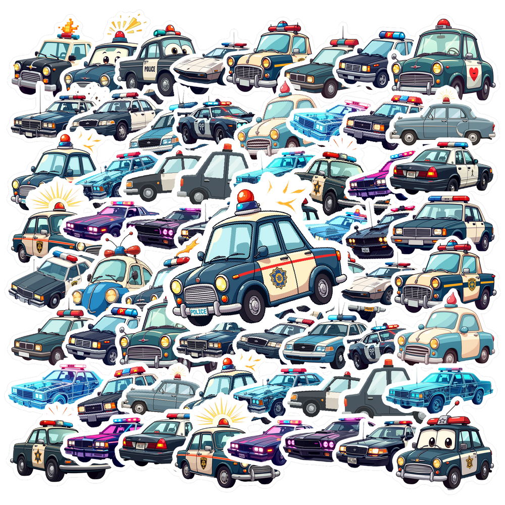 cartoon Police Car Stickers, Waterproof Police Car Sticker for Water ...