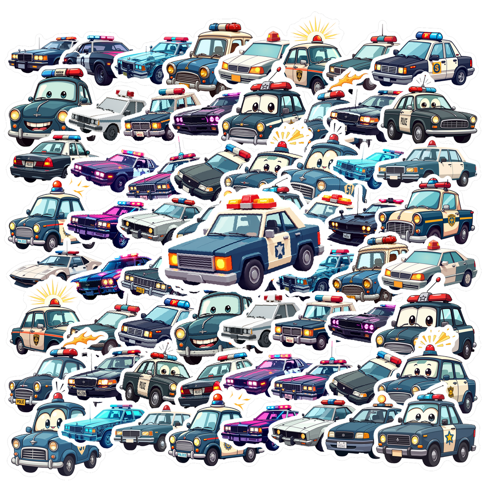 cartoon Police Car Stickers, Waterproof Police Car Sticker for Water ...