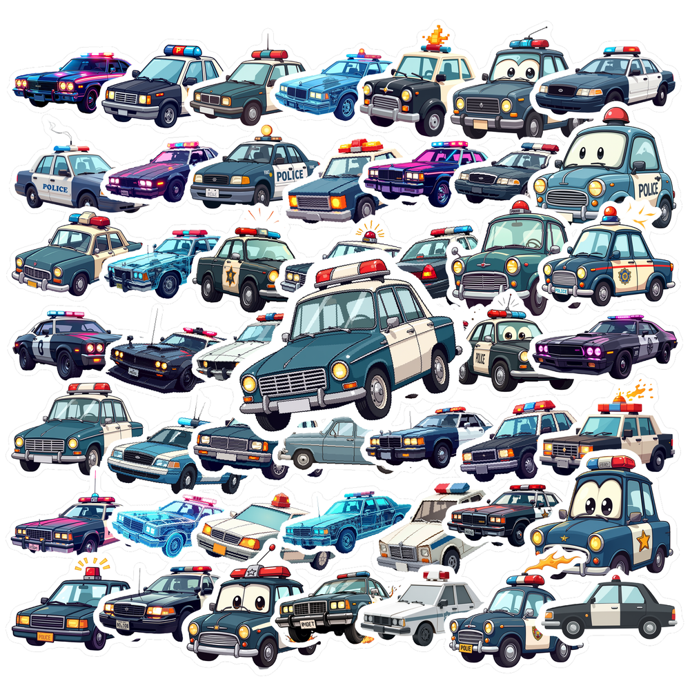 cartoon Police Car Stickers, Waterproof Police Car Sticker for Water ...