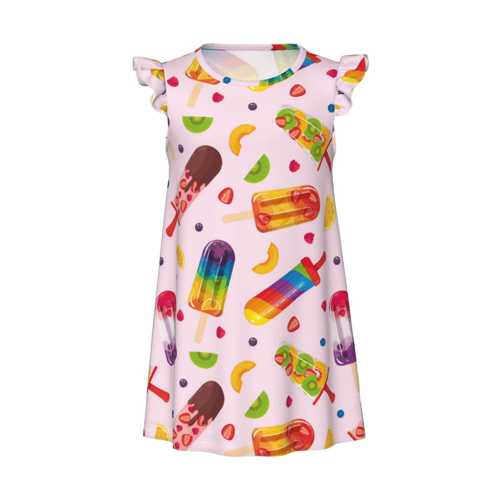 cartoon Popsicle Girls Nightgowns, Short Sleeves Princess Dress, Girls ...