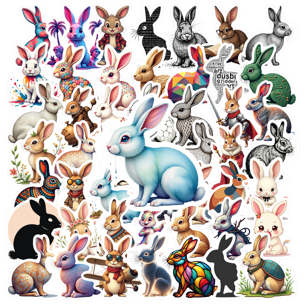 cartoon Rabbit Theme Stickers, Waterproof Rabbit Theme Sticker for ...