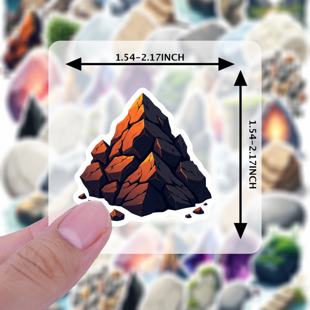 cartoon Rock Stone Theme Stickers, Waterproof Rock Stone Theme Sticker ...