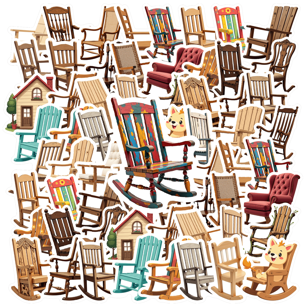 cartoon Rocking Chair Stickers, Waterproof Rocking Chair Sticker for ...