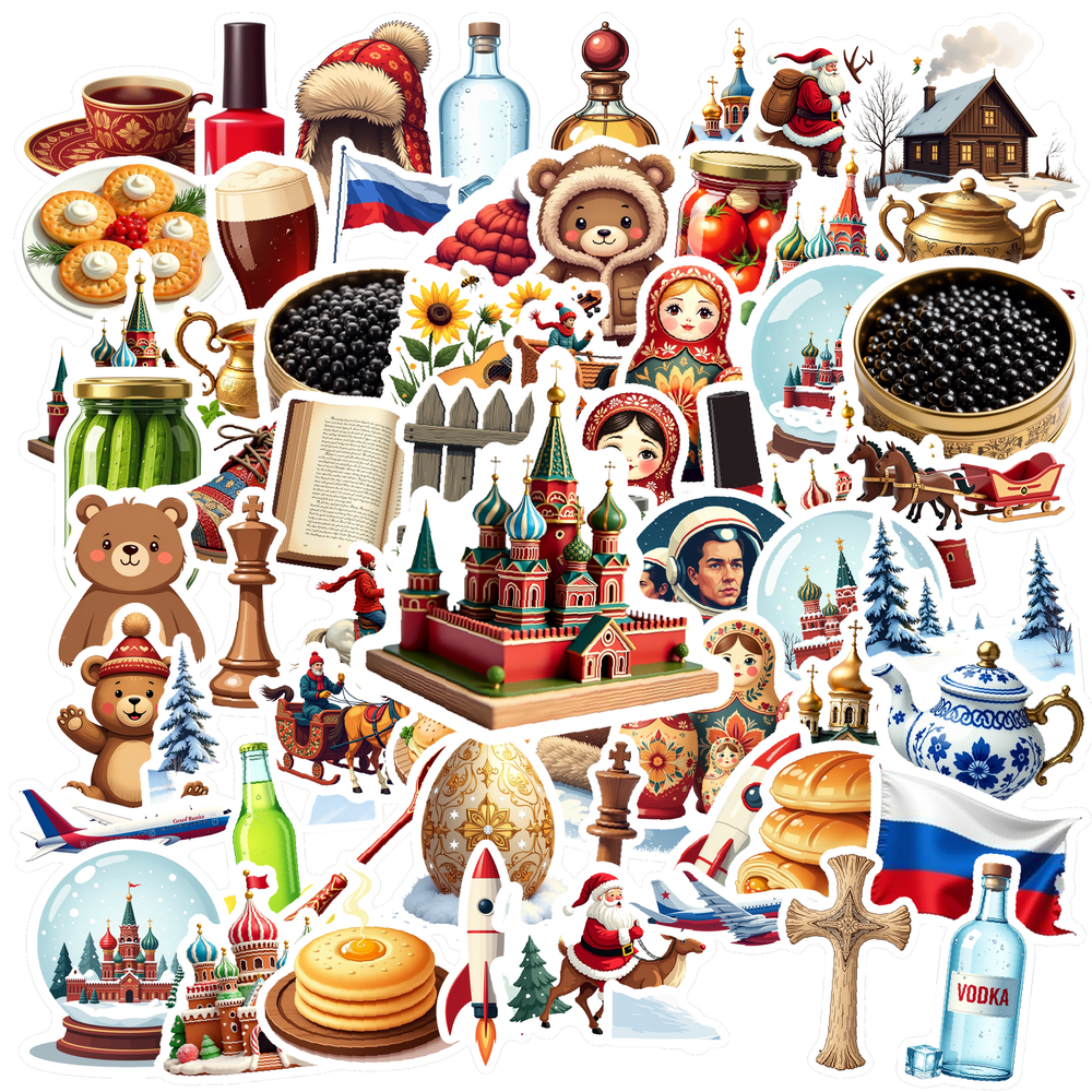 cartoon Russian Theme Stickers, Waterproof Russian Theme Sticker for ...