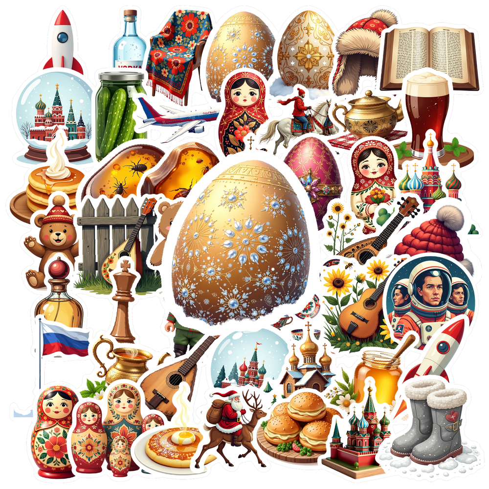 cartoon Russian Theme Stickers, Waterproof Russian Theme Sticker for ...