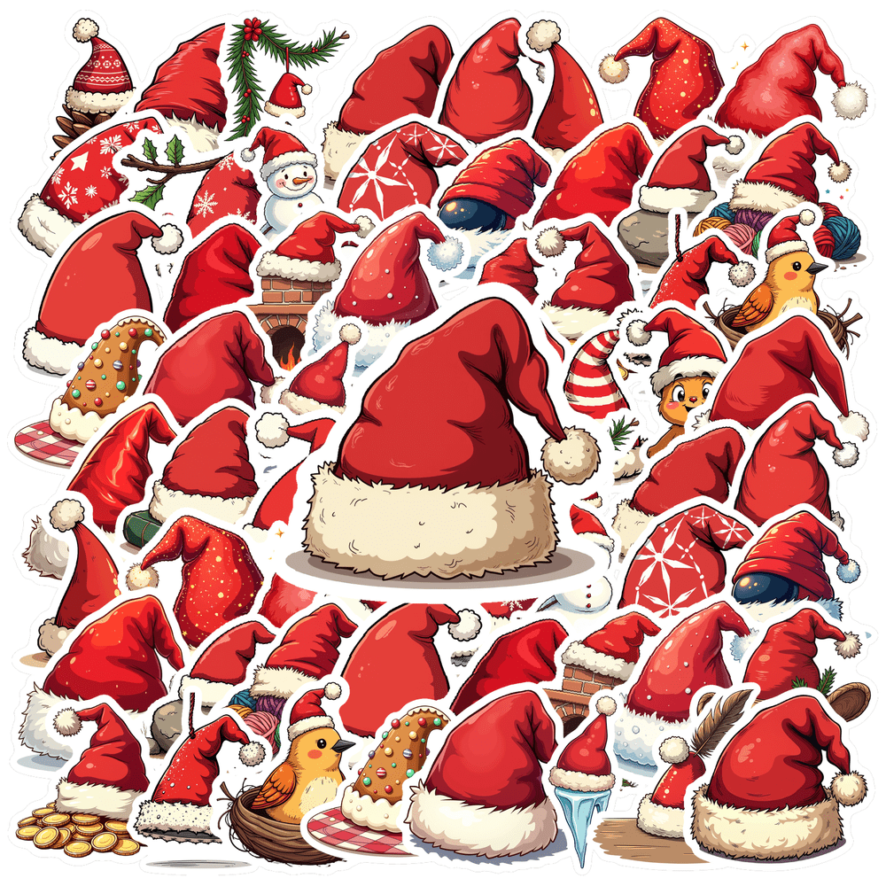 cartoon Santa Hat Stickers, Waterproof Santa Hat Sticker for Water ...