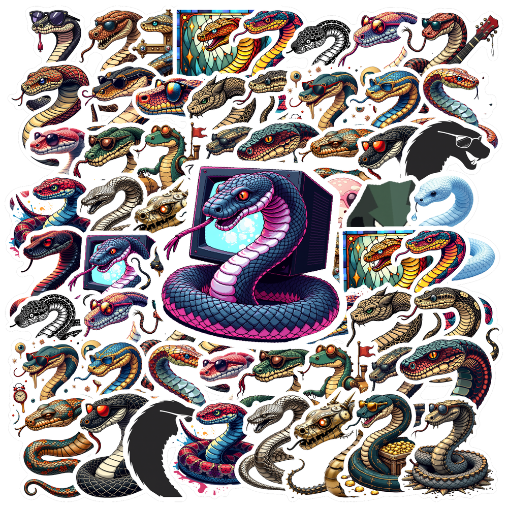 cartoon Snake Stickers, Waterproof Snake Sticker for Water Bottle ...