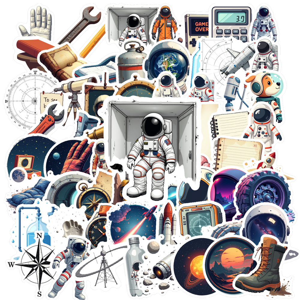 cartoon Space Exploration Stickers, Waterproof Space Exploration ...
