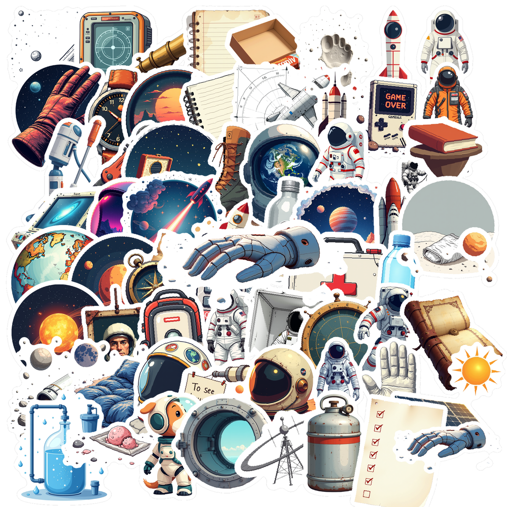 cartoon Space Exploration Stickers, Waterproof Space Exploration ...