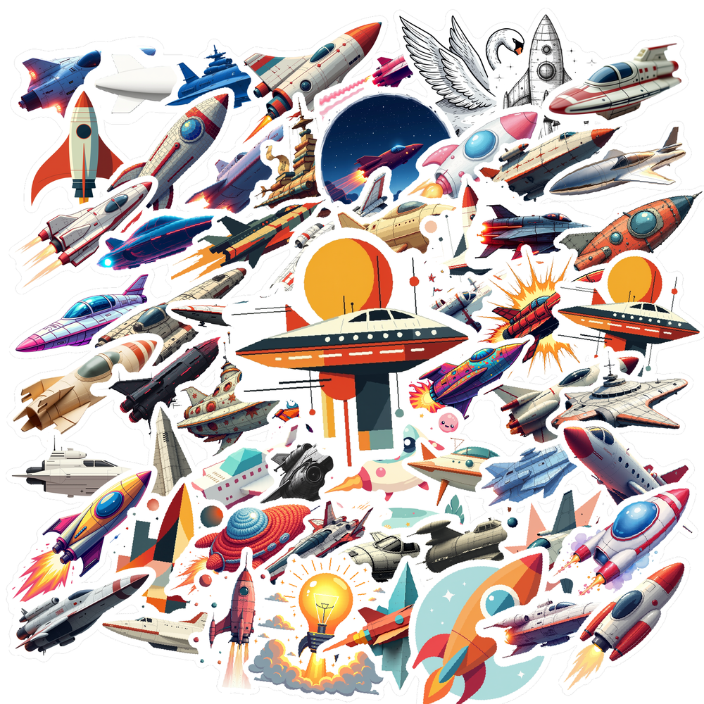 cartoon Space Rocket Stickers, Waterproof Space Rocket Sticker for ...