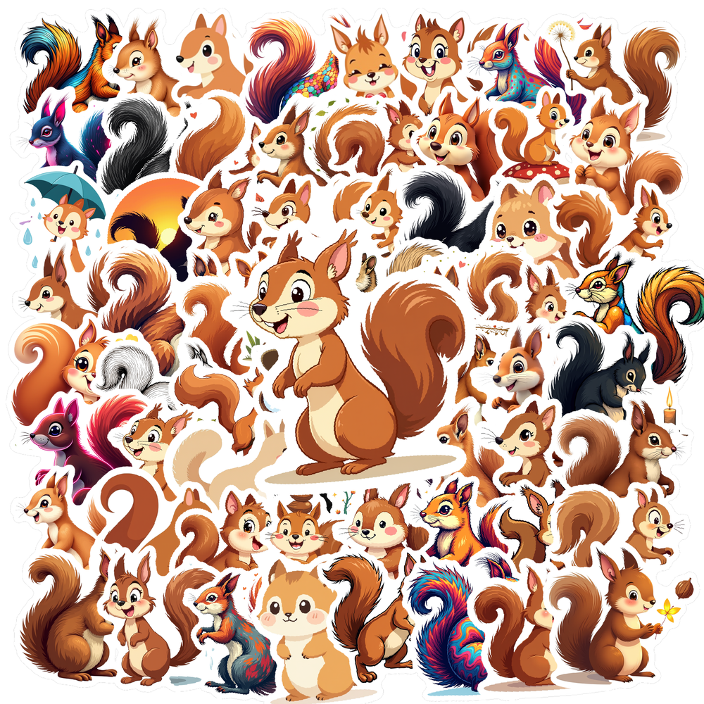 cartoon Squirrel Stickers Stickers, Waterproof Squirrel Stickers ...
