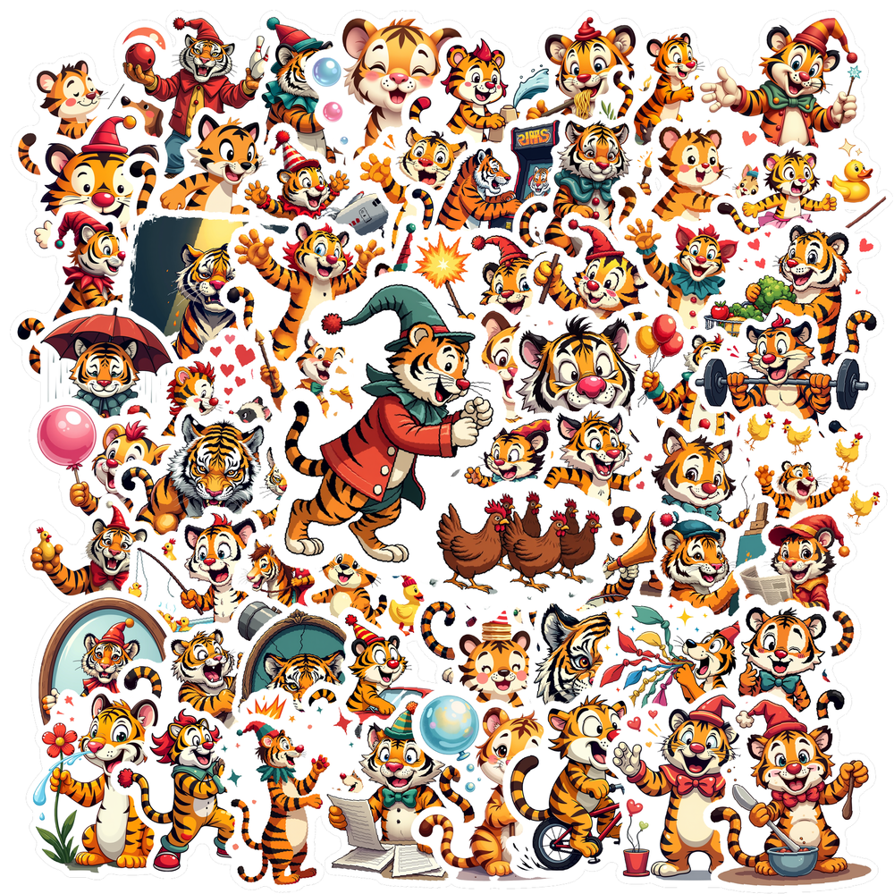 cartoon Tiger Stickers Stickers, Waterproof Tiger Stickers Sticker for ...