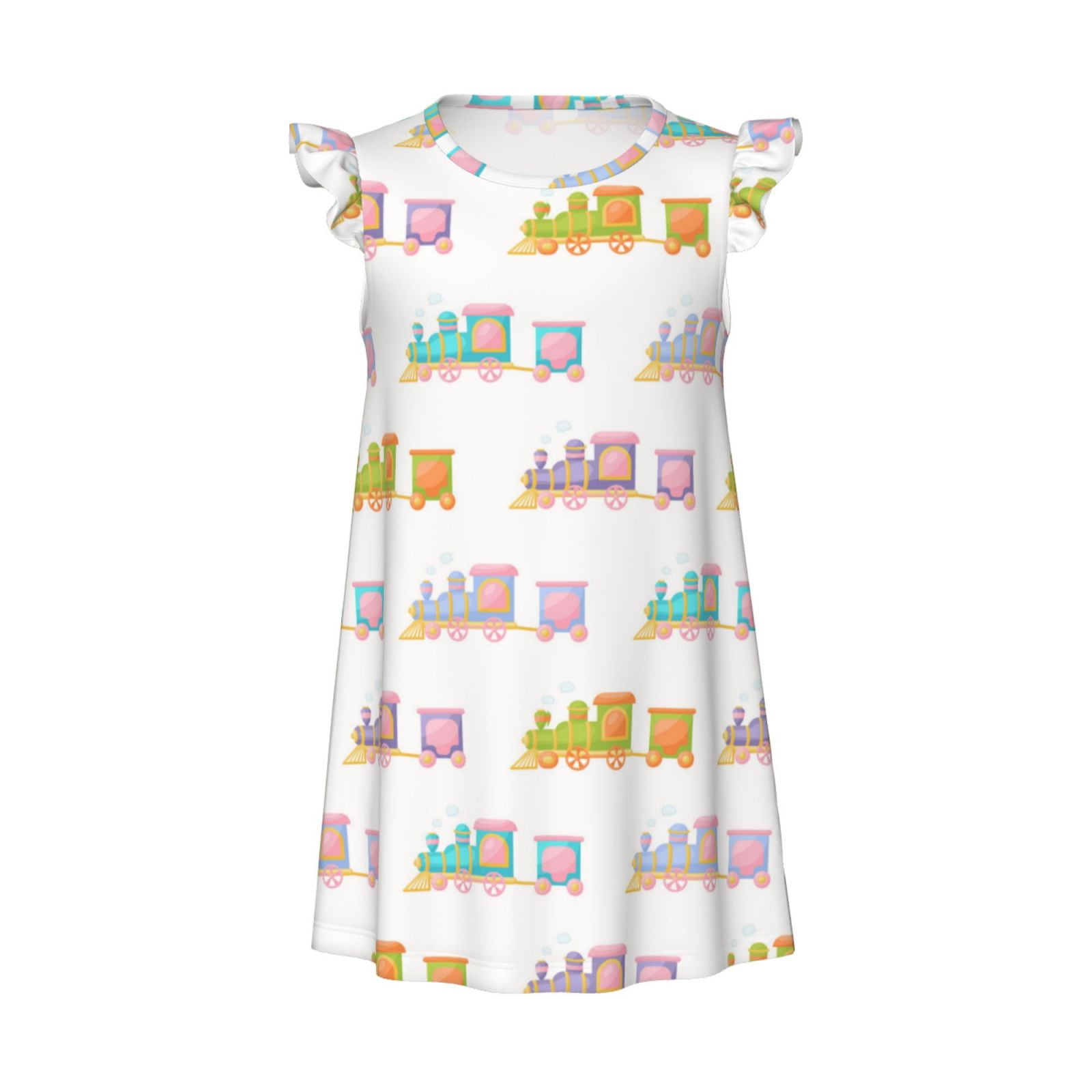 cartoon Train Pattern Girls Nightgowns, Pajamas for Girls, Soft Flutter ...