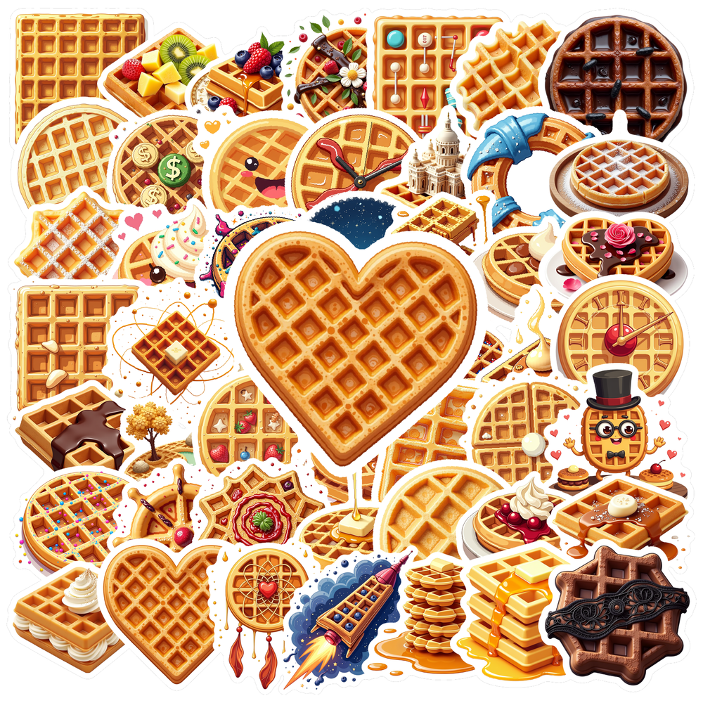 cartoon Waffle Theme Stickers, Waterproof Waffle Theme Sticker for ...