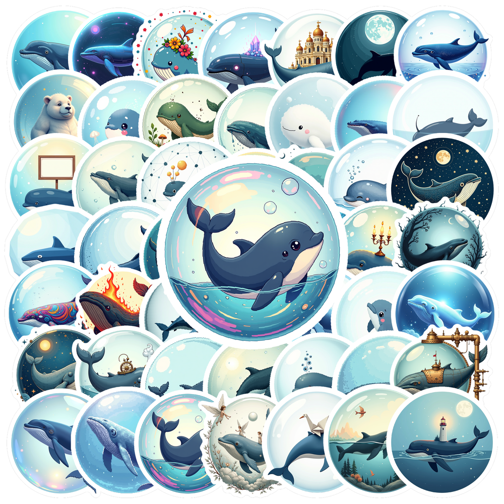 cartoon Whale Theme Stickers, Waterproof Whale Theme Sticker for Water ...