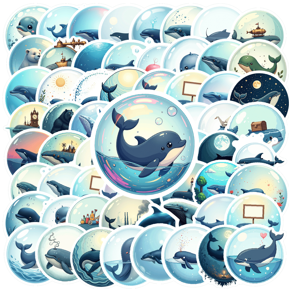 cartoon Whale Theme Stickers, Waterproof Whale Theme Sticker for Water ...