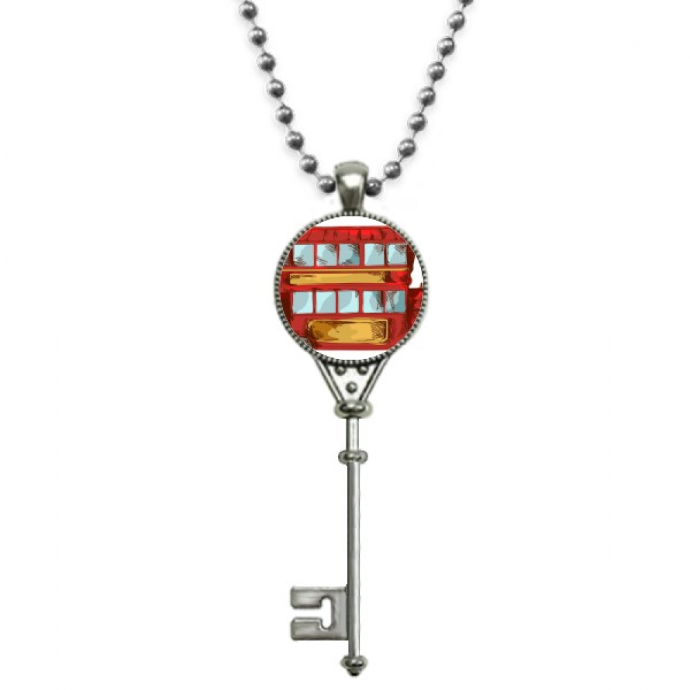 cartoon doubledecker britain country pendant vintage necklsilver key ...