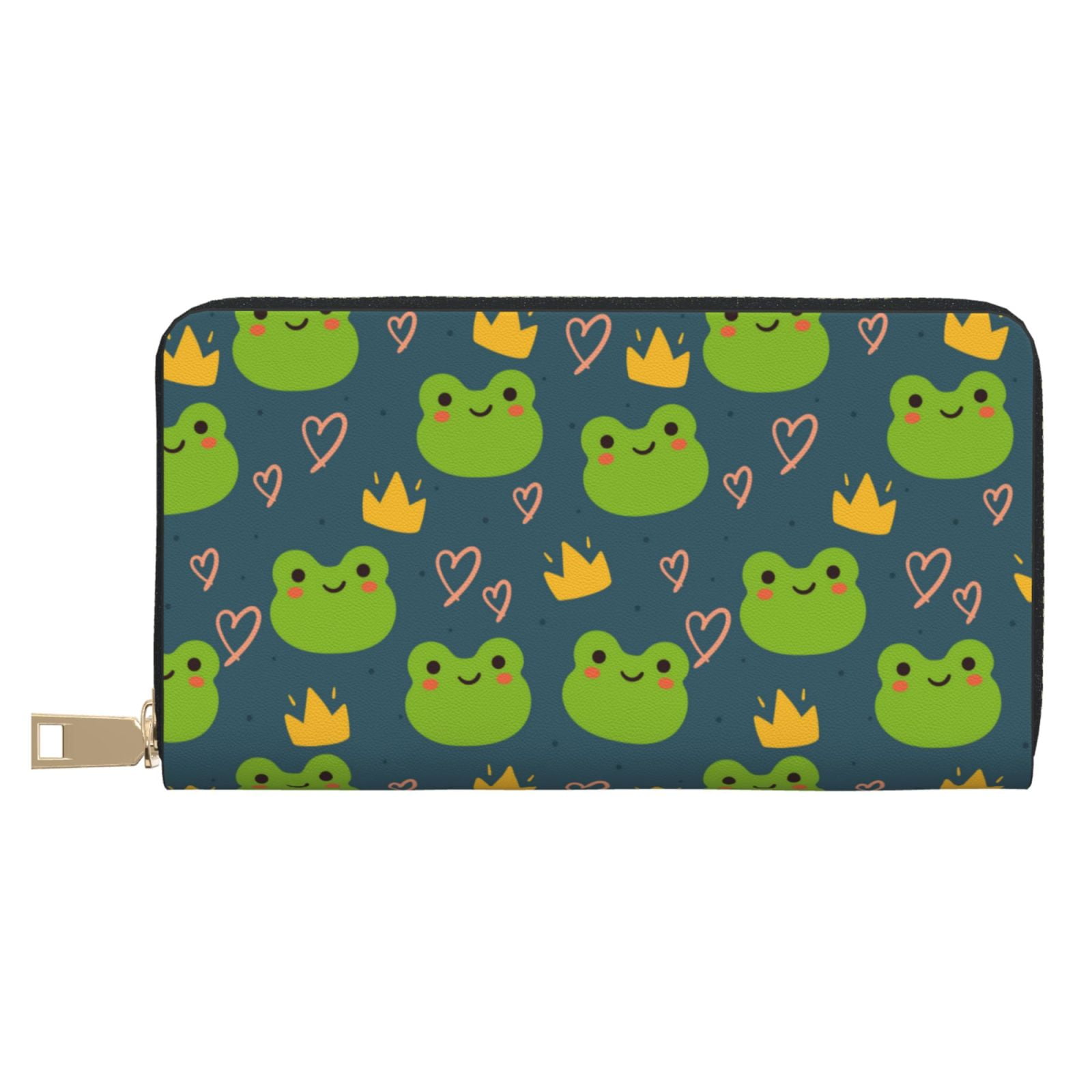 cartoon frog heart cute Wallet Women, Leather Bifold Multi Card Wallet, Women's Wallets, Long ...