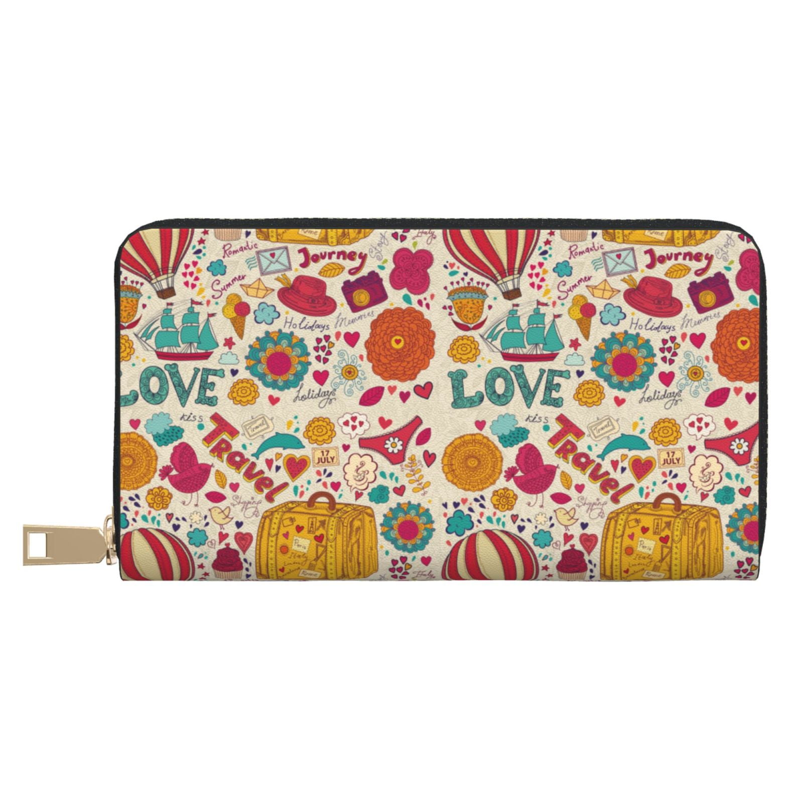 cartoon hot air balloon Wallet Women, Leather Bifold Multi Card Wallet ...