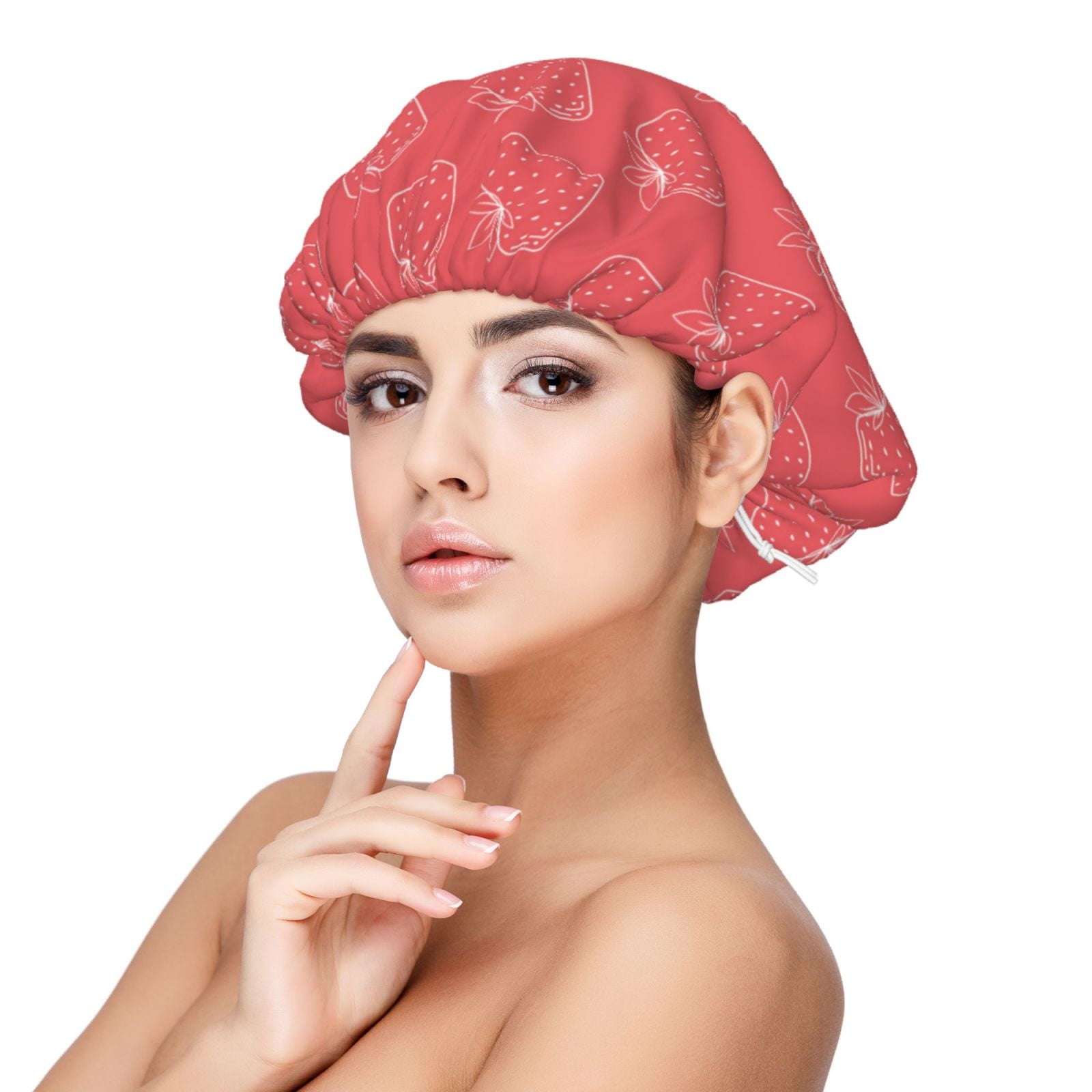 cartoon red strawberries Silk Bonnet for Sleeping Women Men, Adjustable Elastic Satin Bonnet ...