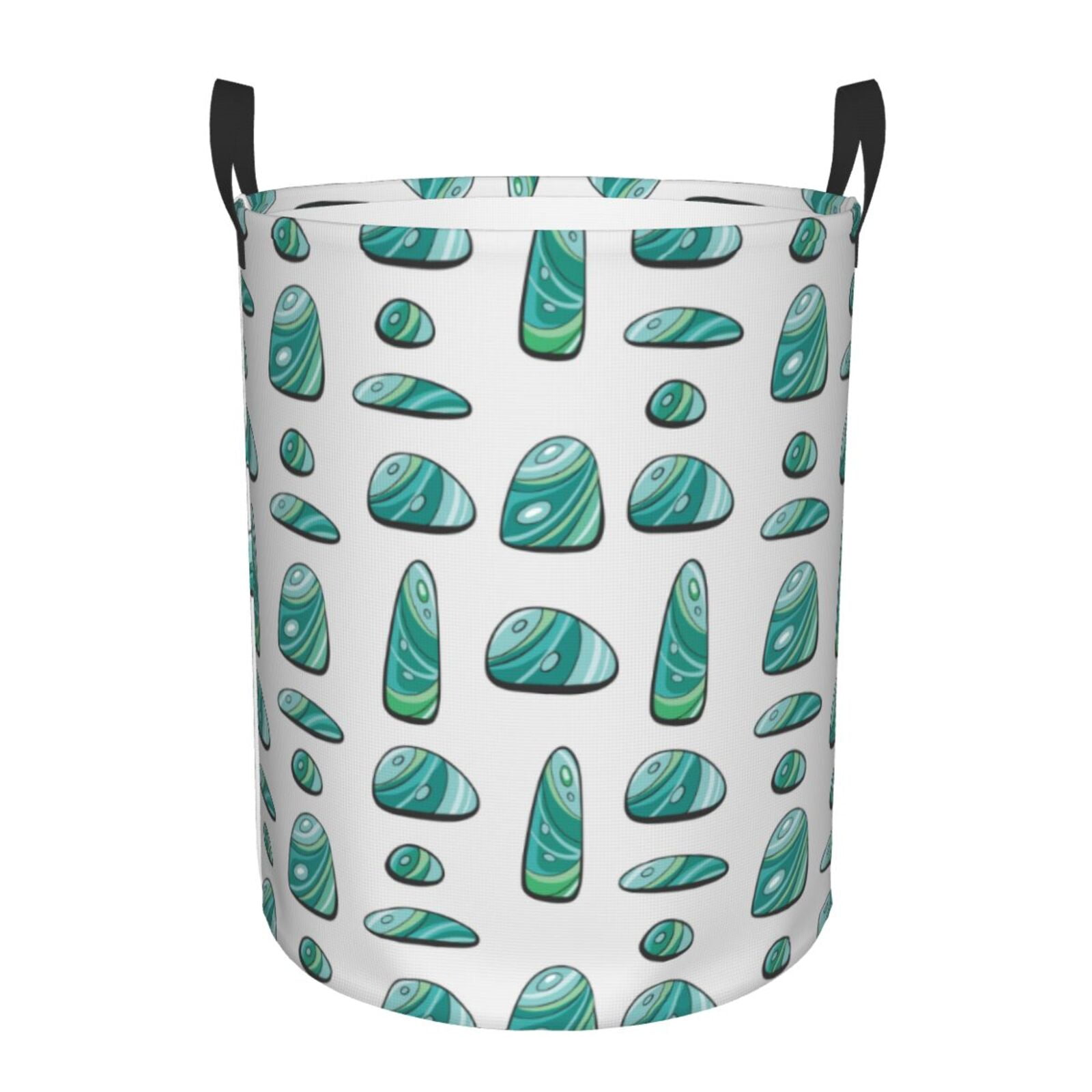 cartoon sea pebbles Round Laundry Basket, Laundry Hamper with Handle ...