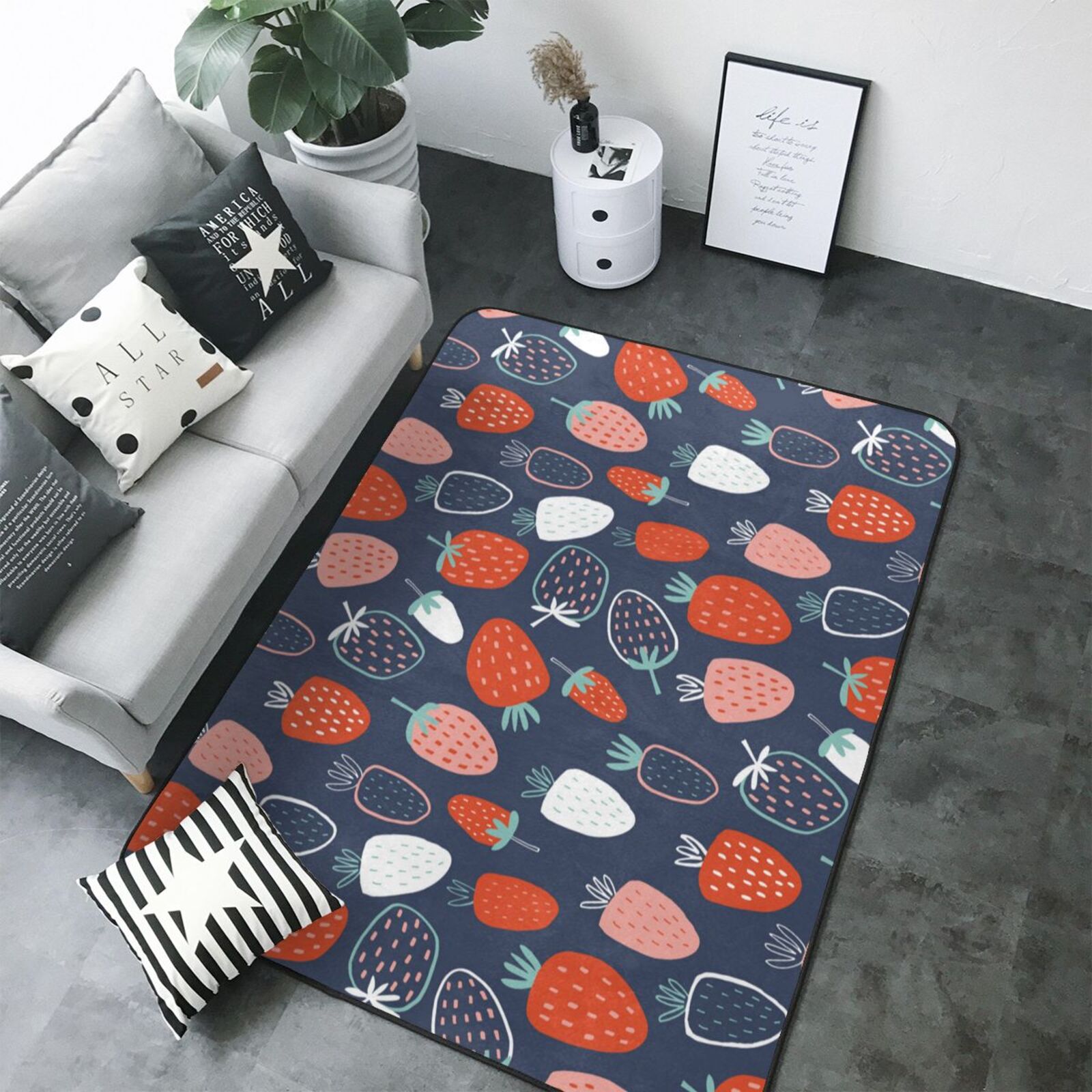 cartoon strawberry Area Rugs for Living Room Bedroom, 5x7 Soft Throw ...