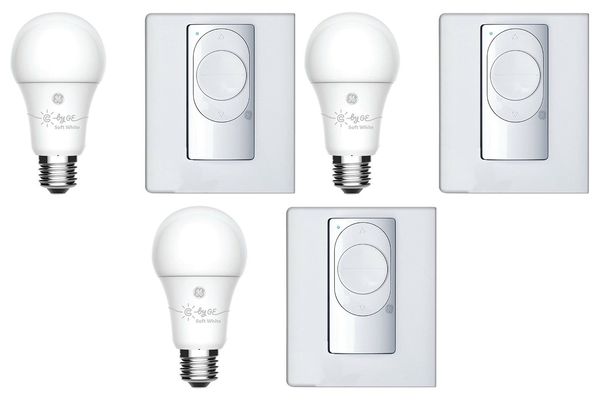 GE Lighting Wirefree Switch Starter Pack, Soft White LED A19 Smart Bulb ...