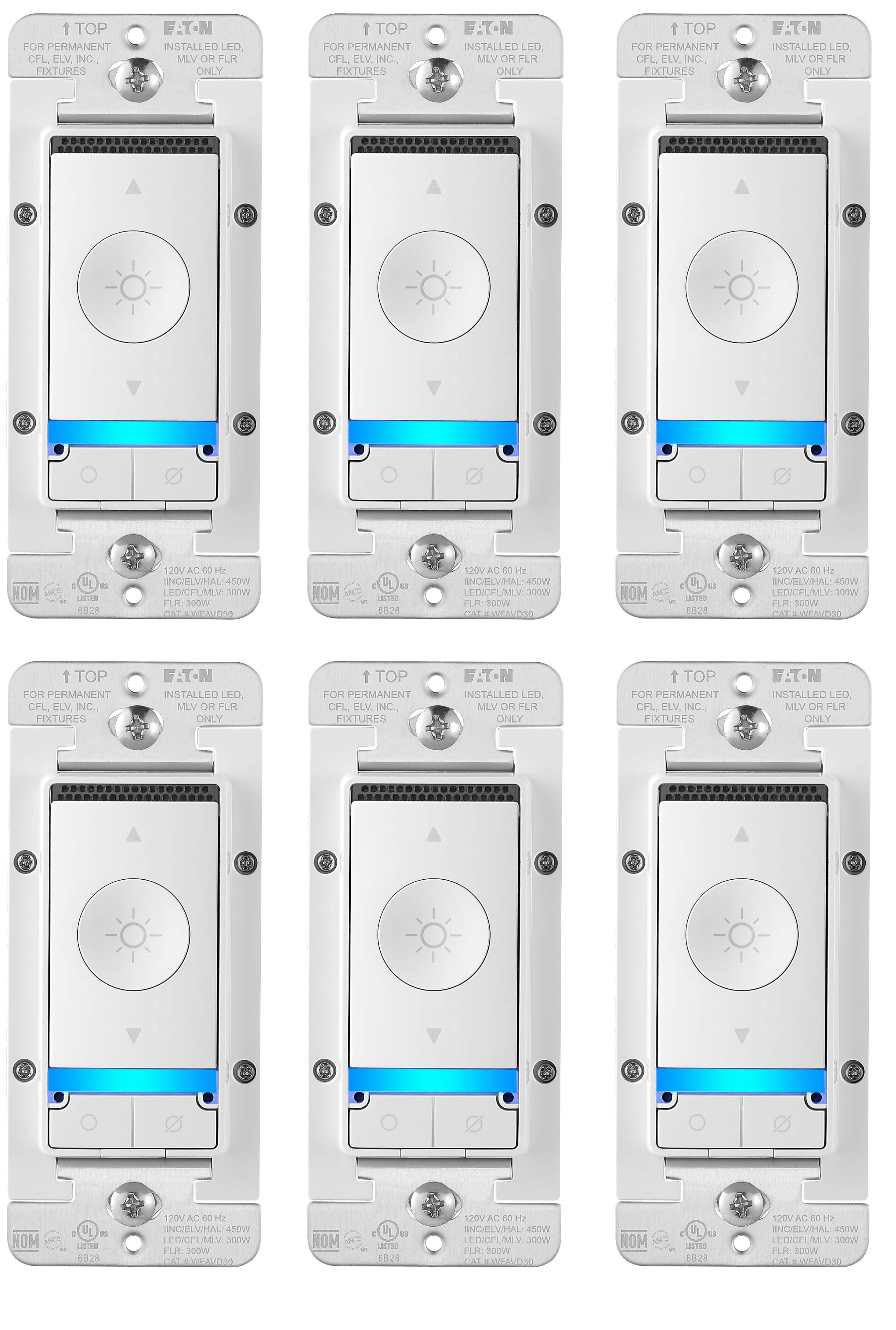 (case of 6) Eaton WFAVD30-W-BX-L Voice Dimmer with Alexa Built-in ...