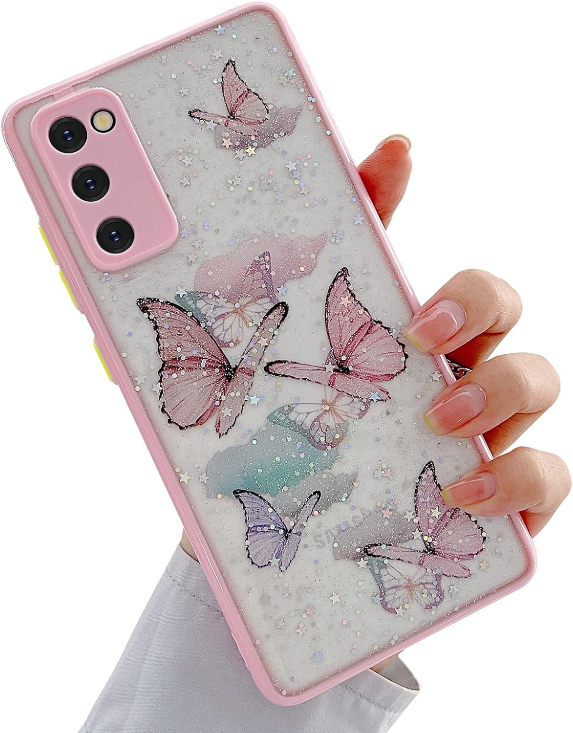 case for Samsung Galaxy S20 FE Case 5G Cute Glitter Butterfly Full Camera Lens Protection Cases ...