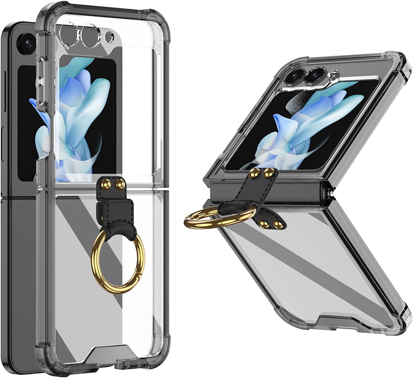 case for Samsung Z Flip 5 Case with Ring Stand, Galaxy Z Flip 5 Clear ...