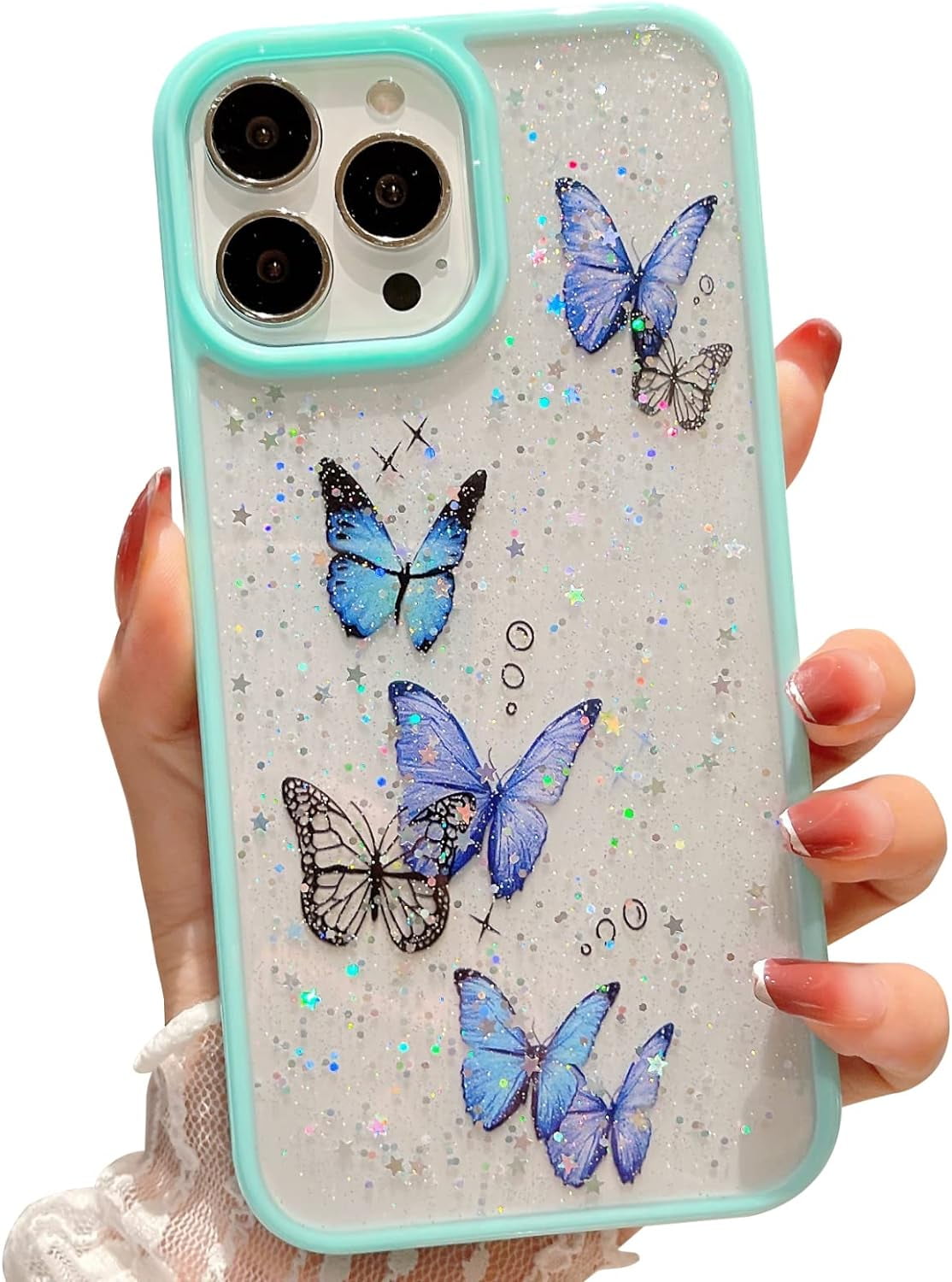 case for iPhone 13 Pro Max Case Cute Glitter Butterfly Print iPhone 13 ...