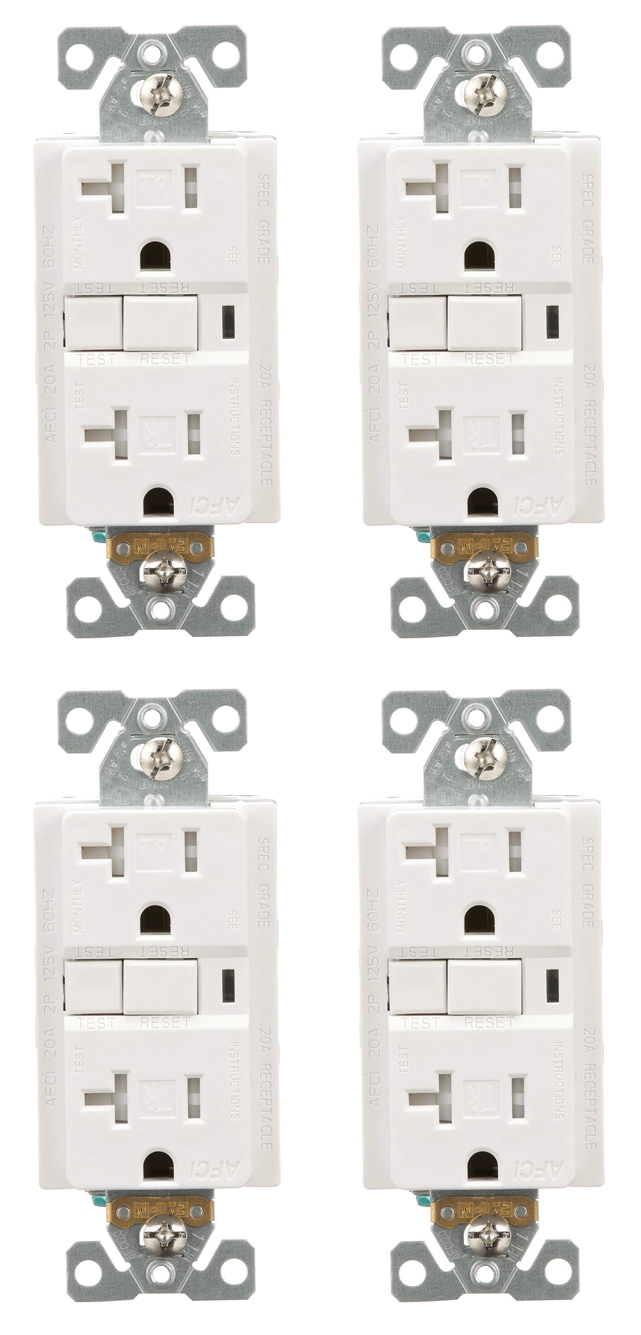 (case of 4) EATON TRAFCI20W Tamper Resistant AFCI Duplex Receptacle ...