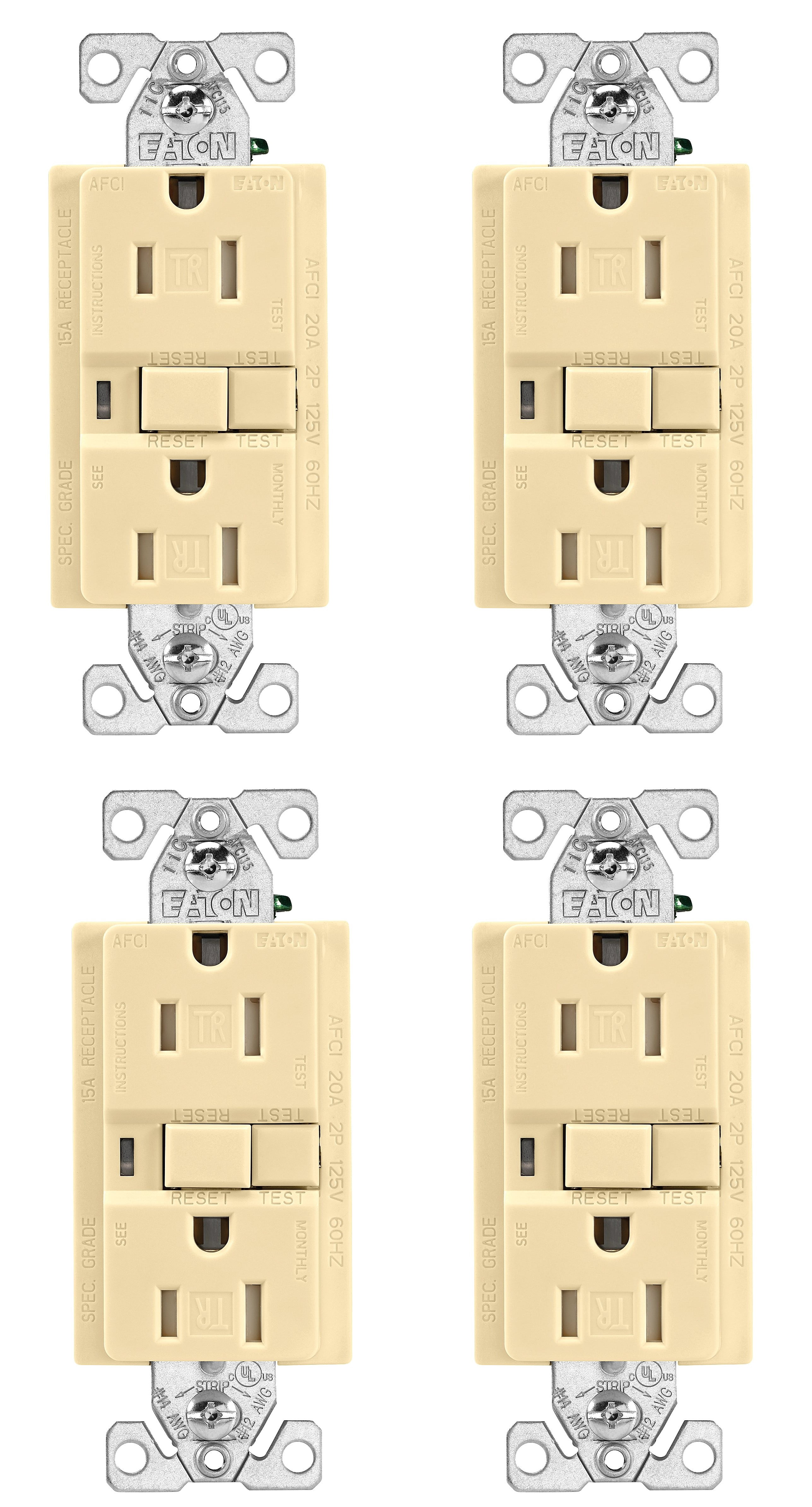 (case of 4) Eaton TRAFCI15V 15 Amp Tamper Resistant AFCI Receptacle ...