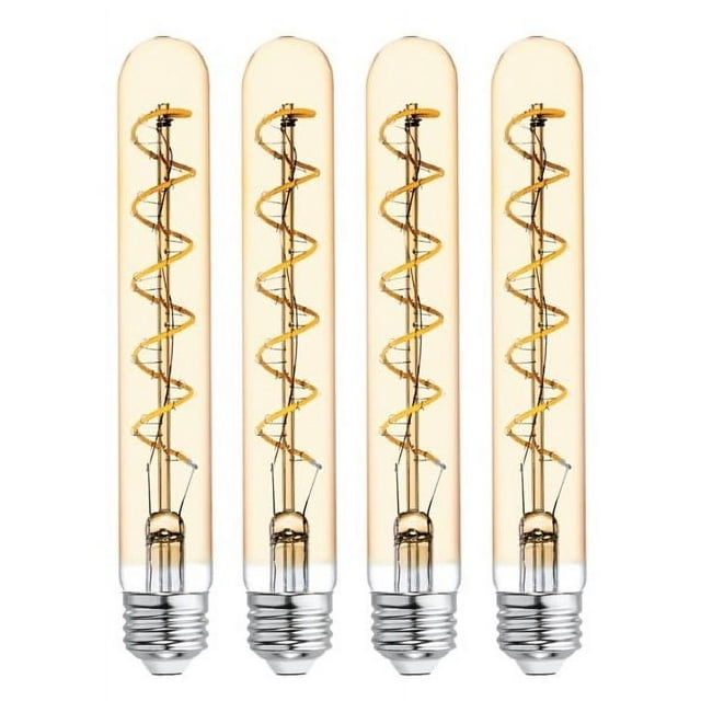 (case of 4) GE 36725 Vintage Style LED Light Bulb, 60 watt equivalent, amber finish, T9 shape ...