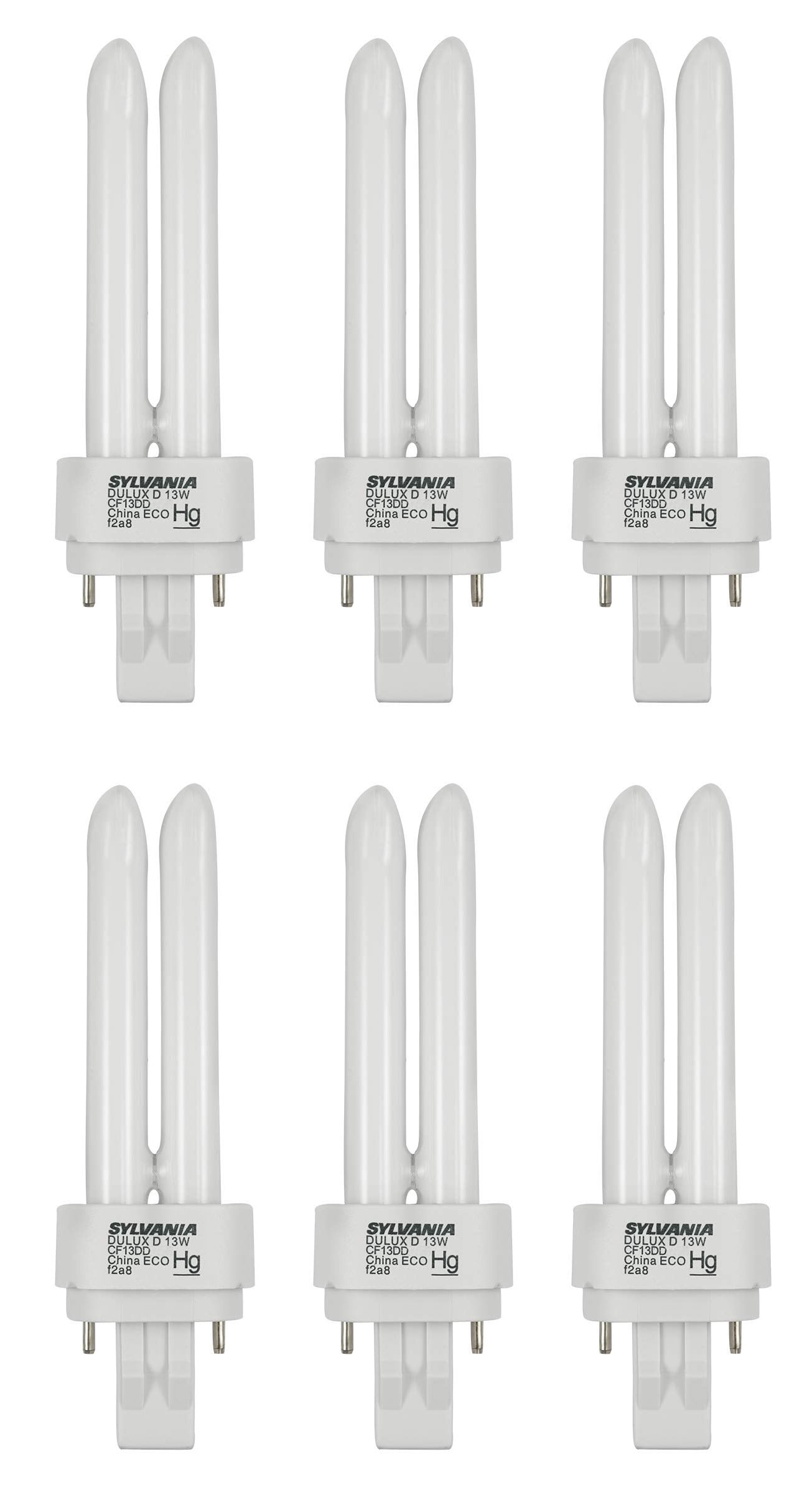 (case of 6) Sylvania 21118 Cf13Dd/835/Eco- Dulux 13 watt Compact Fluorescent, Gx23-2 base, 3500K ...