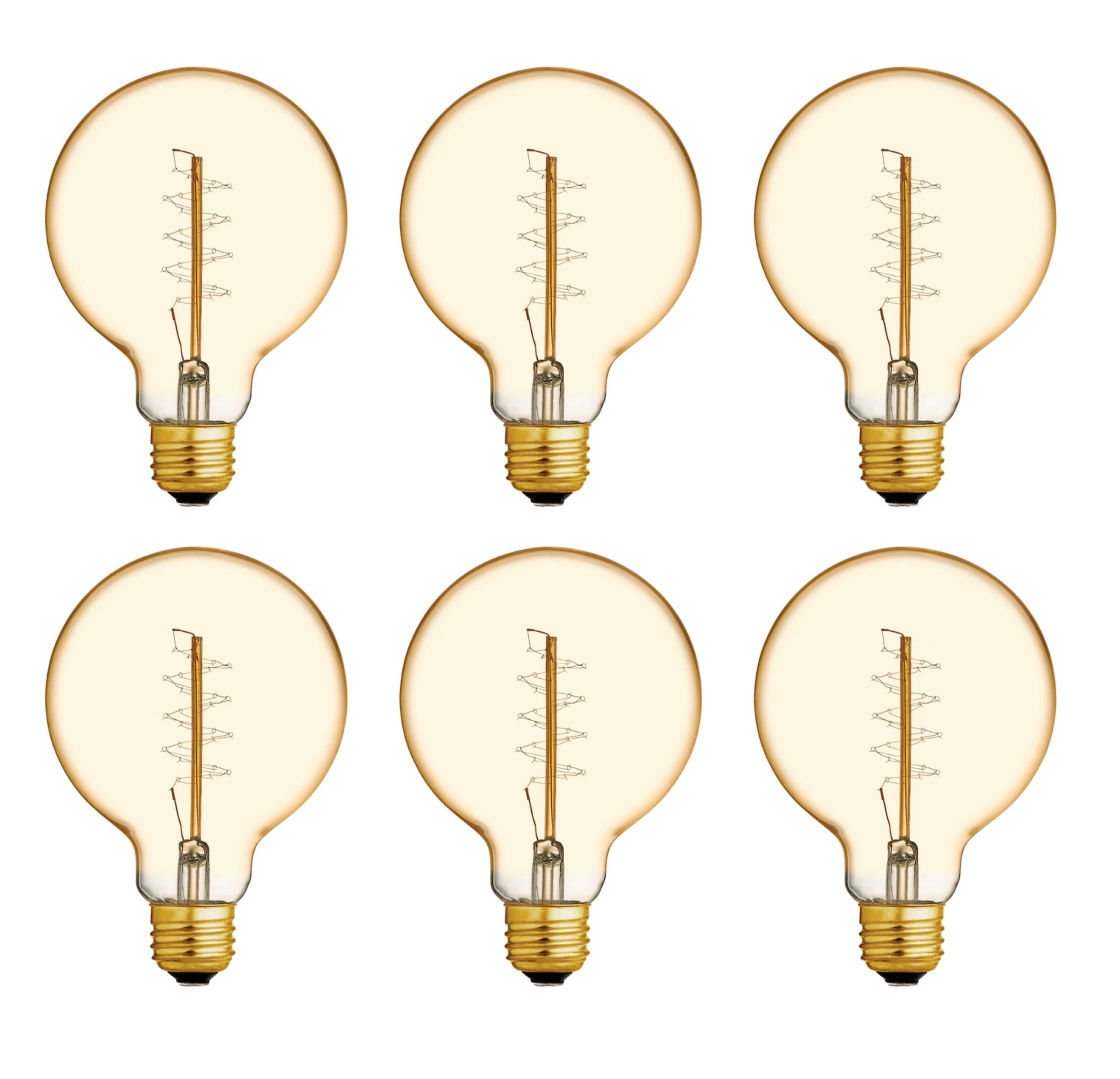 (case of 6 bulbs) GE 46176 Vintage G30, Amber Glass, 60 watt ...