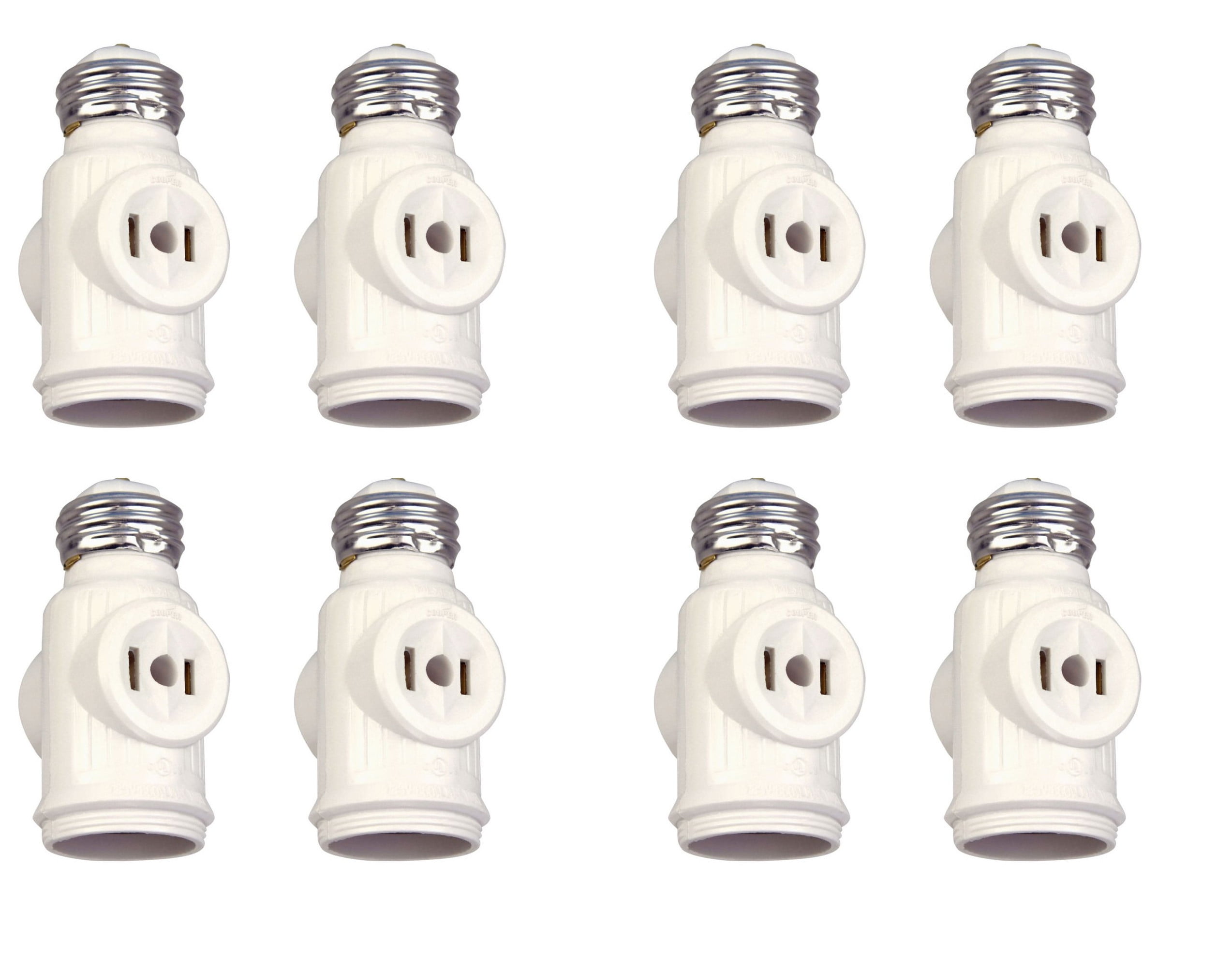 (case of 8) Eaton socket adapter, One socket to one socket with two 250W NEMA 1-15R outlets ...