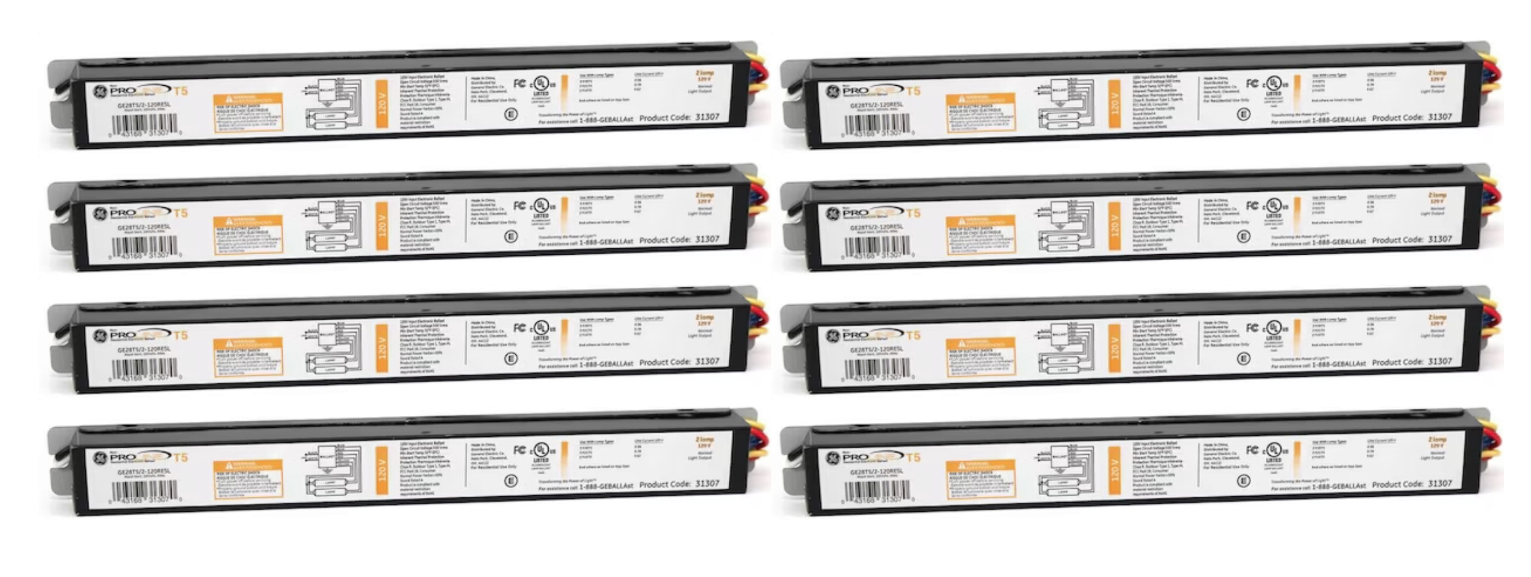 (case of 8) GE 31307 Proline T5 2-Bulb Electronic Ballast, GE28T5/2 ...