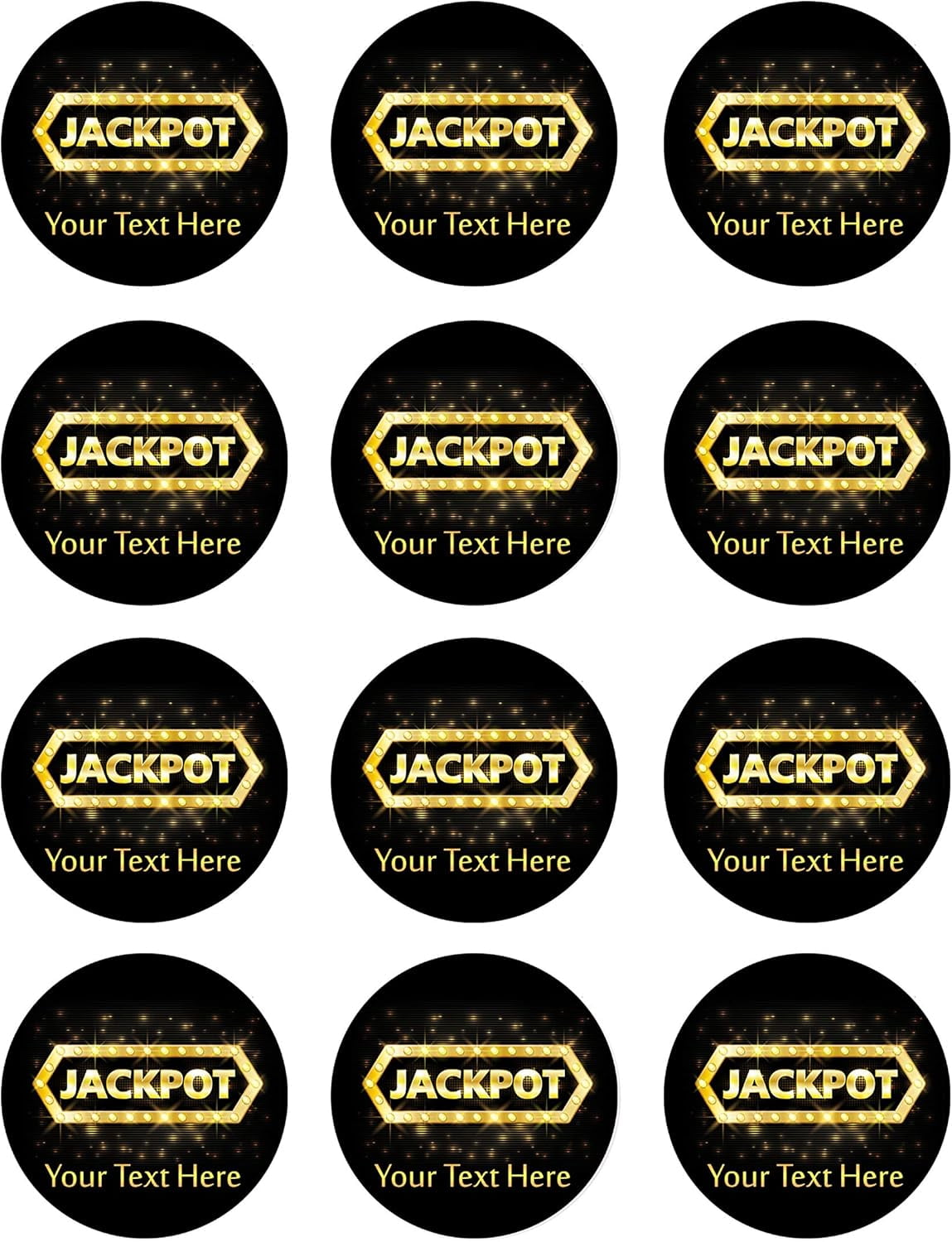 casino lotto label - Edible Cupcake Toppers - 2" cupcake (12 pieces ...