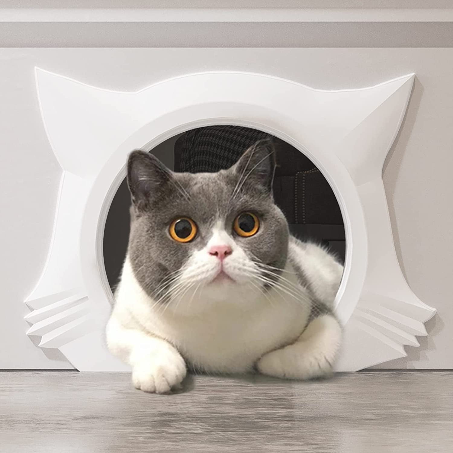 Indoor Cat Door, Cute Kitty Pet Door, Fits Cats up to 21 lbs, Easy ...