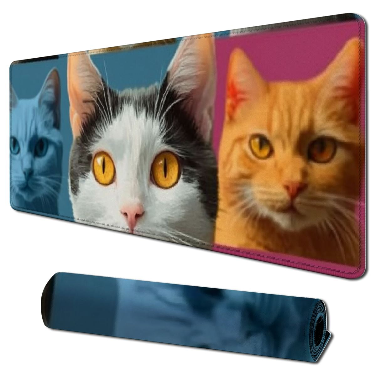 cat Large Mouse Pad Gaming Mousepad Non-Slip Rubber Base Desk Mats on ...