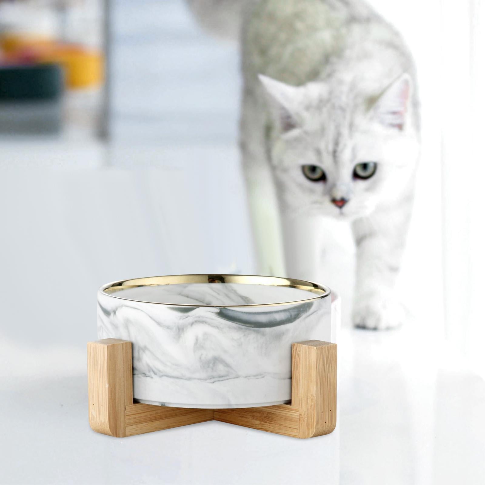 cat and dog Bowl Dish with Wood Stand Drinking Eating Feeding Bowl Food ...