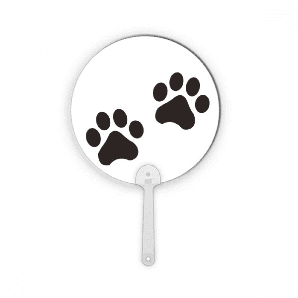 cat animal cute print outline footprint Plastic Round Handheld Fan ...