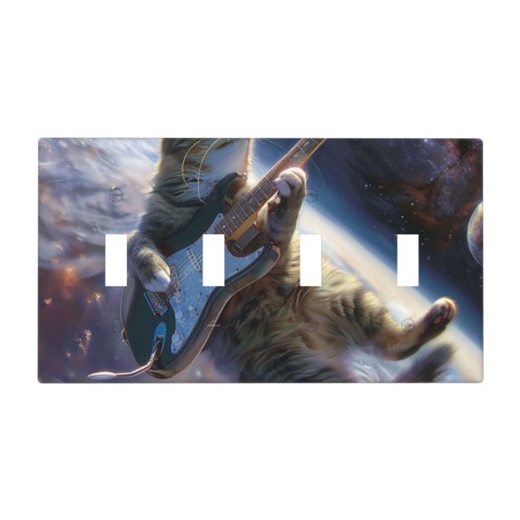 cat guitar space Switch Cover Decorative Wall Plate / 4-Gang 4-Toggle ...