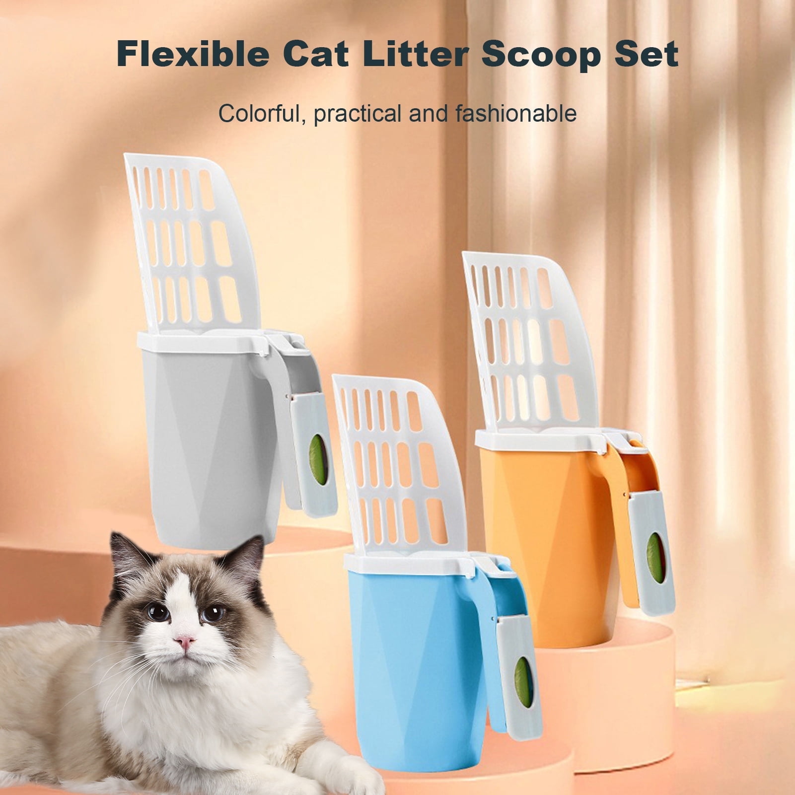 cat litter scoop detachable kitty litter scooper with garbage bag waste ...