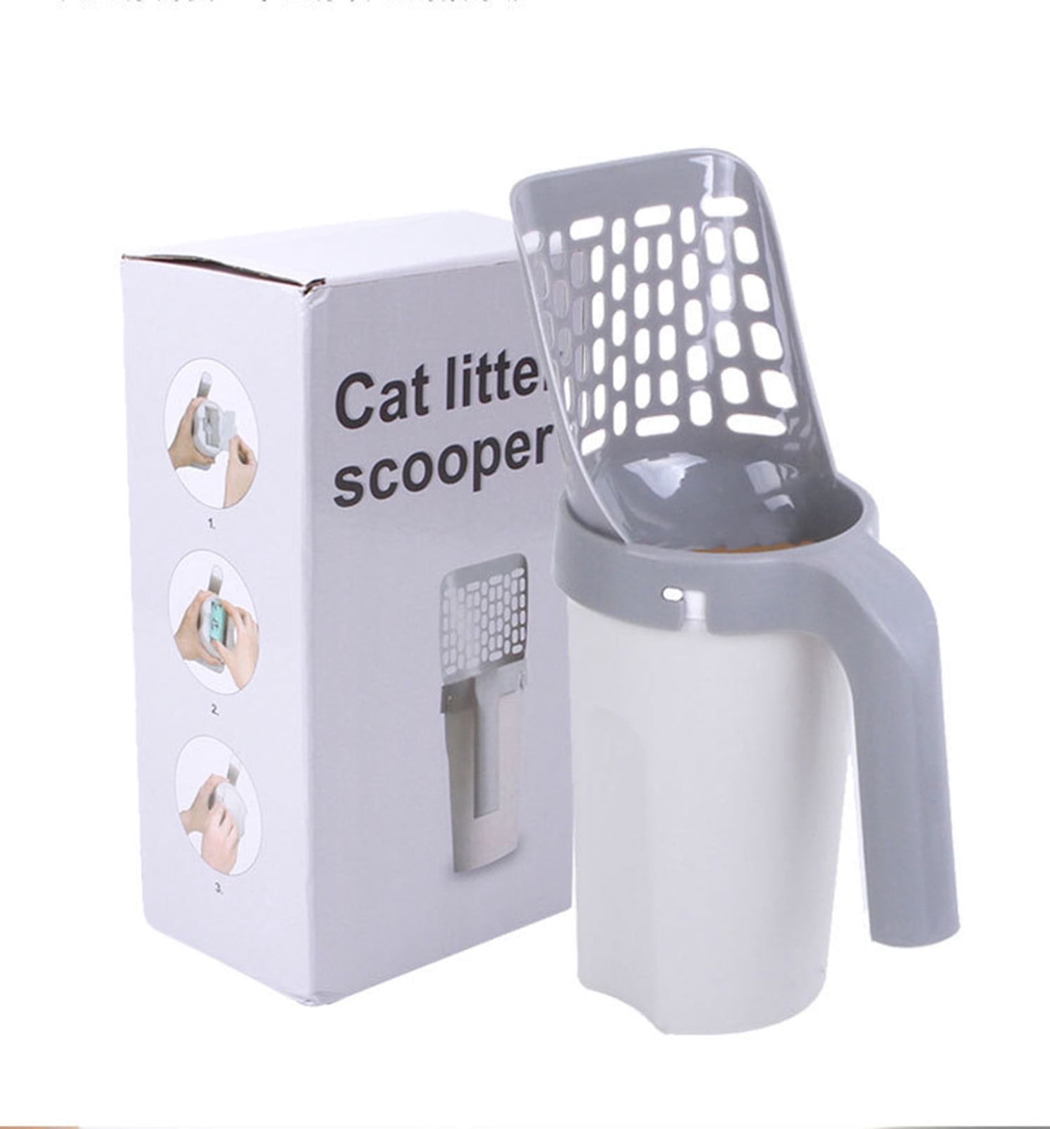 cat litter scooper with holder, cat litter shovel with waste can and ...